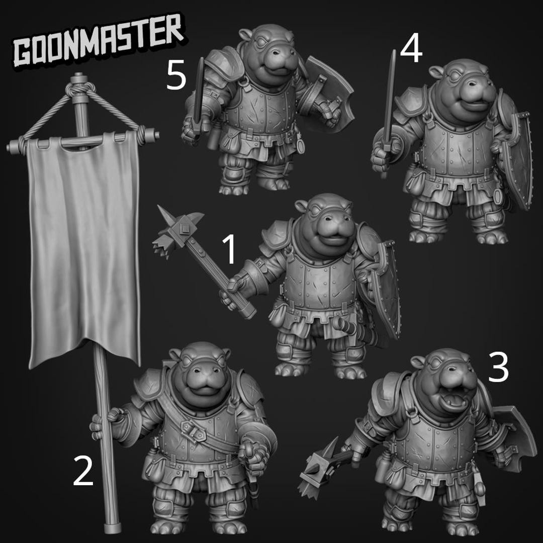 Tiny Hippo Knight - Goonmaster | 28mm and 32mm | Wargaming | Dnd ...