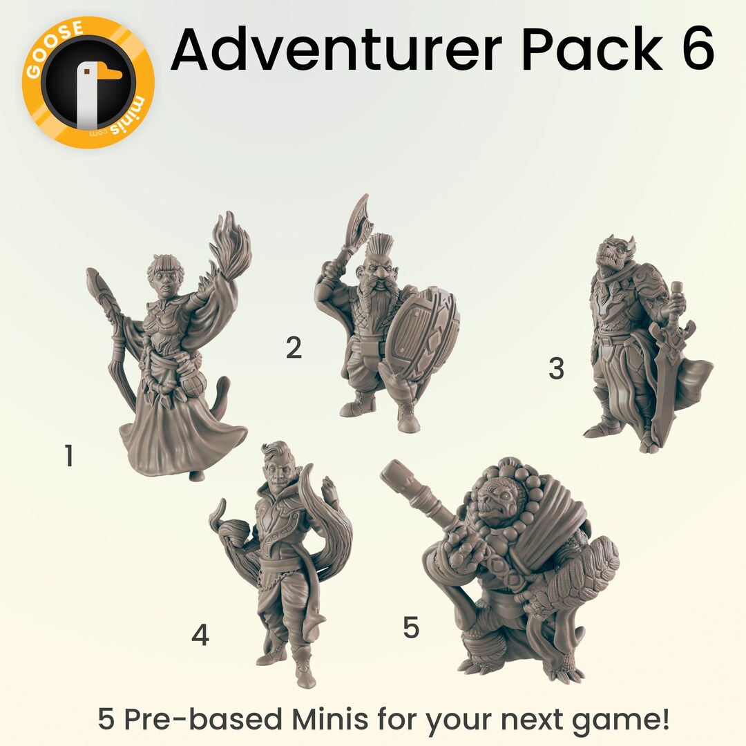 Adventurer Pack 6 - Ec3d | Player Character 5 Pack | Miniatures for ...