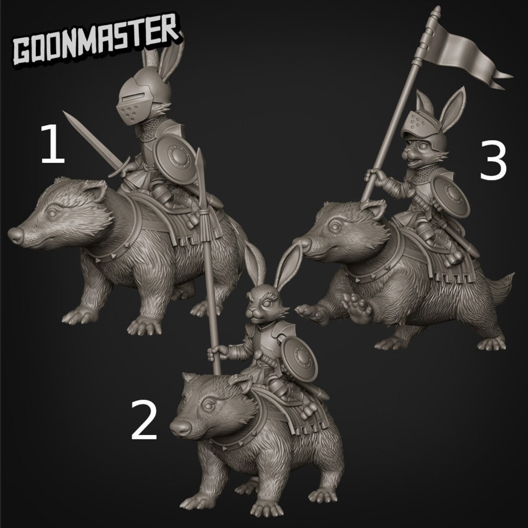 Rabbit Knight Badger Mount - Goonmaster | Bunny Brigade Miniature ...