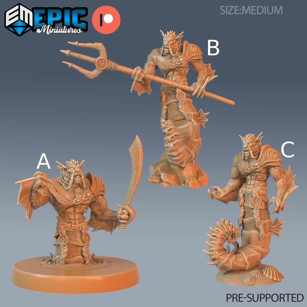 Seahorse Merman Epic Miniatures 32mm Fishfolk Mermaird - Etsy