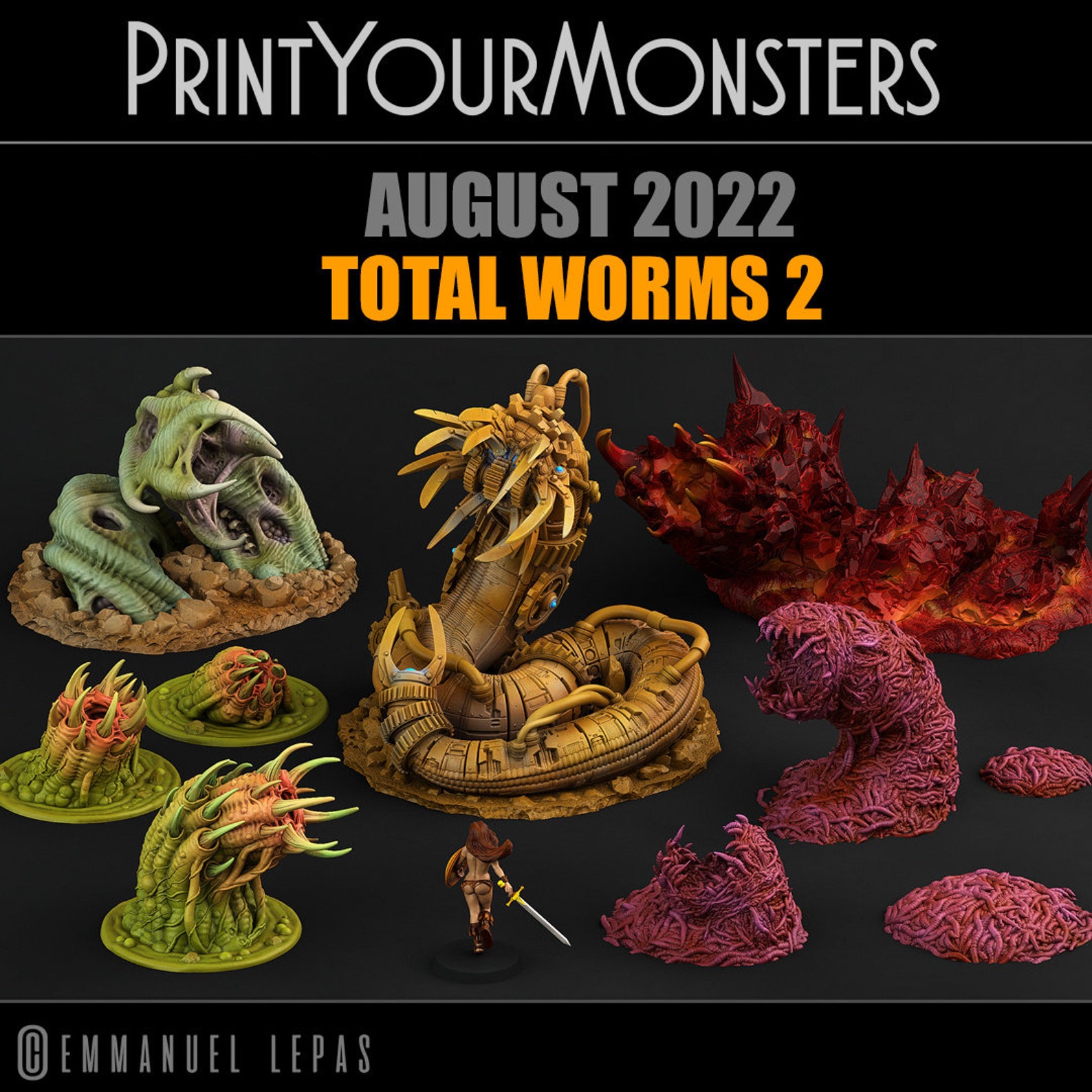 Lava Worm - Print Your Monsters | 28mm and 32mm | Wargaming | Dnd ...