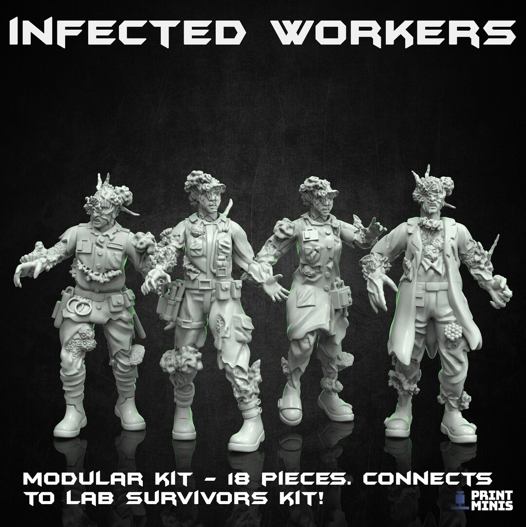 Infected Workers- Print Minis | 28mm and 32mm | Wargaming | Dnd ...