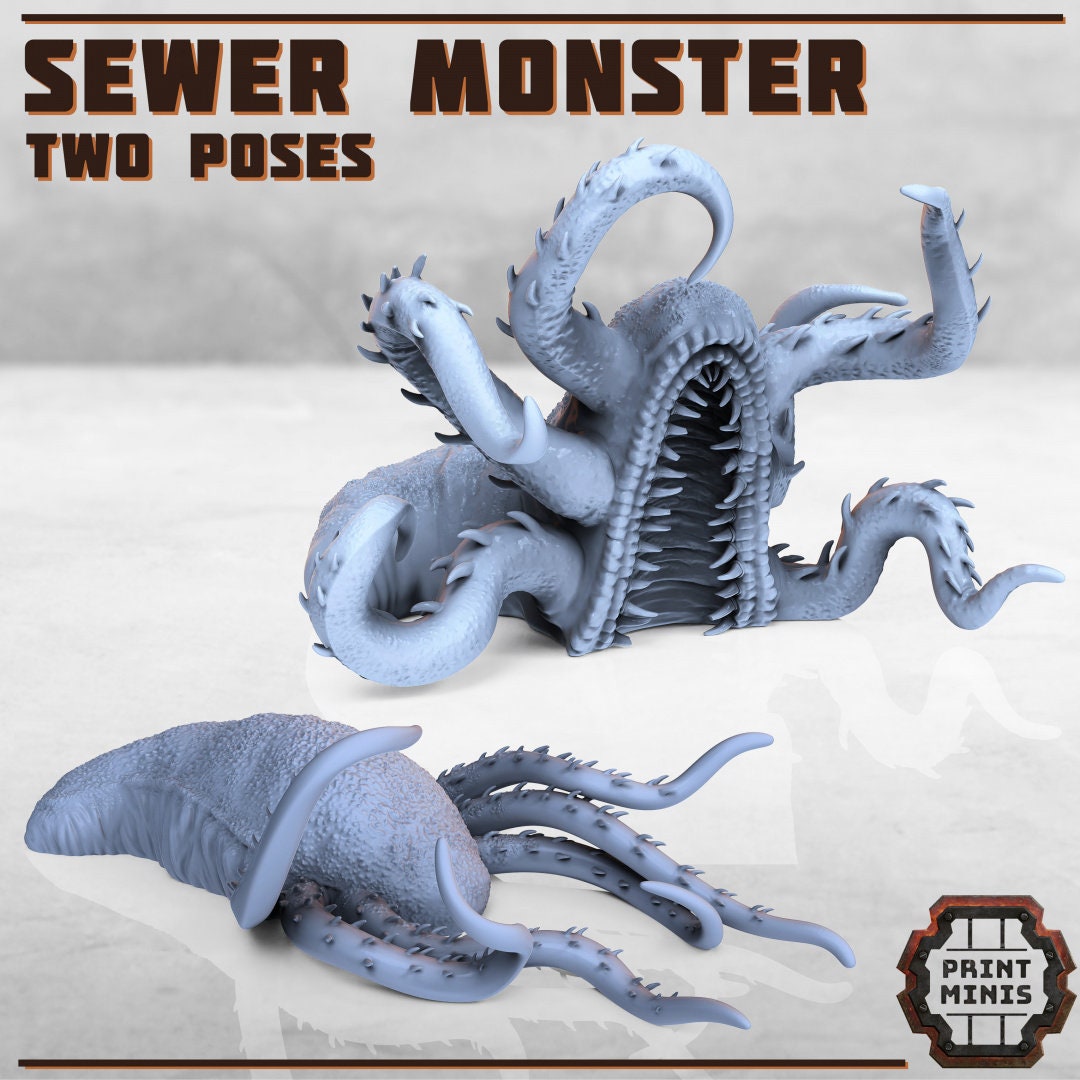 Sewer Monster Print Minis Sci Fi Monster Giant Slug Alien - Etsy
