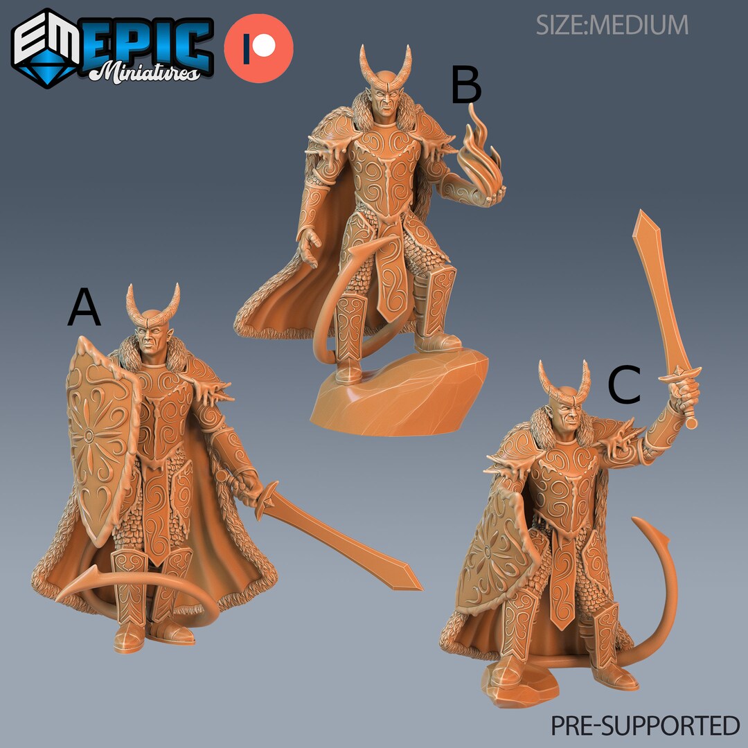 Frost Tiefling Paladin Epic Miniatures 32mm Demon Paladin Knight ...
