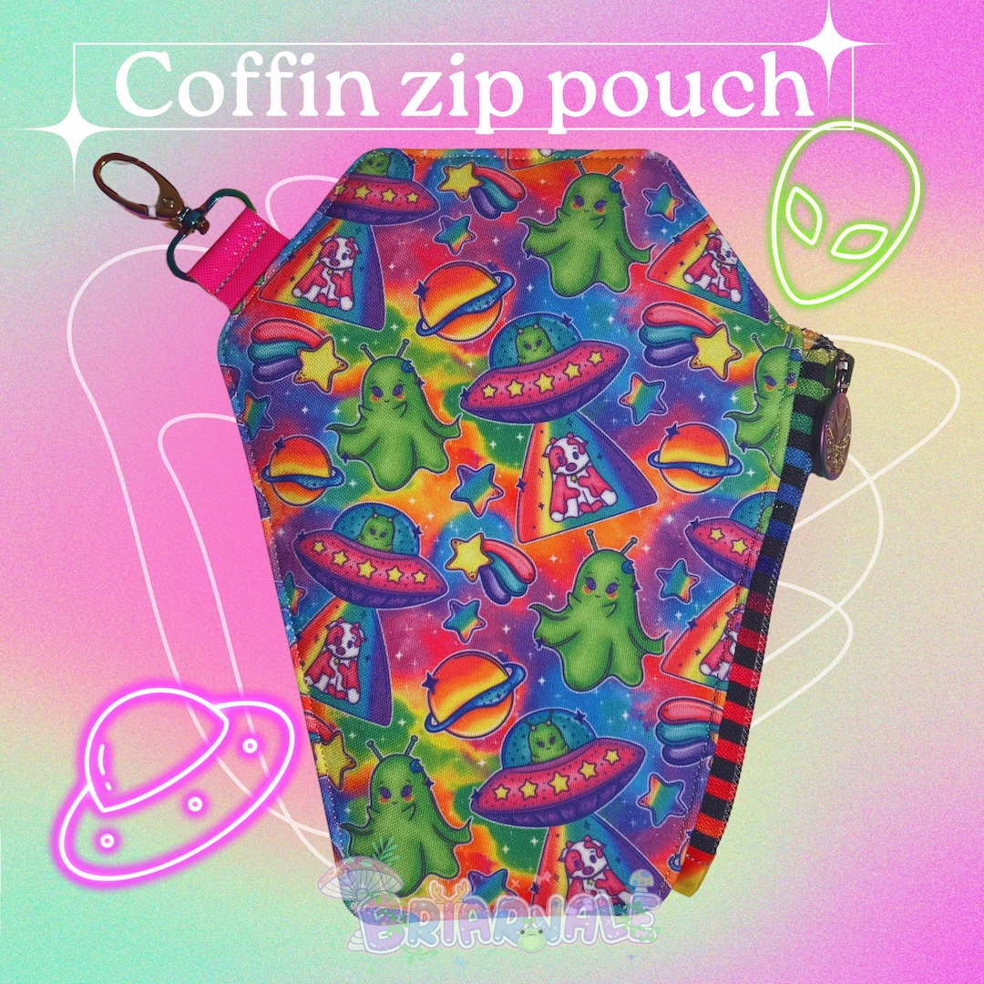Rainbow Coffin Pouch | Coffin Zip Pouch | Coffin Makeup Bag | Coffin ...
