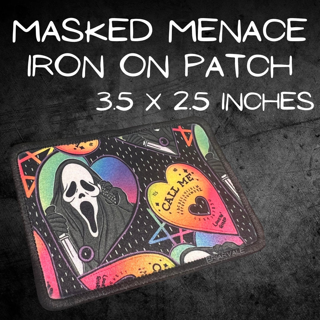 Masked Menace Iron on Patch | Horror Patch | Slasher Patch - Etsy