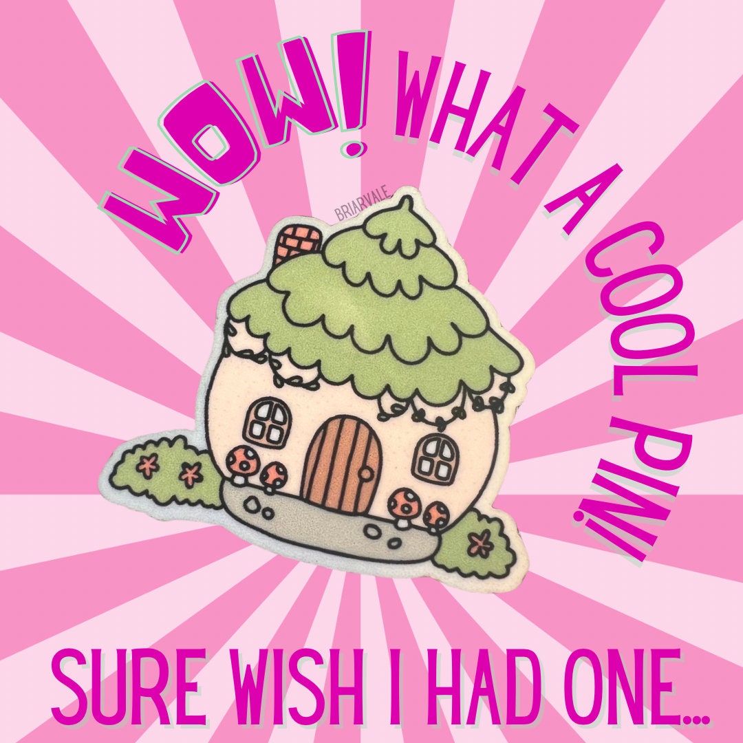 Cottagecore Fairy House Wooden Pin | Cute Pin | ITA Bag Flair - Etsy