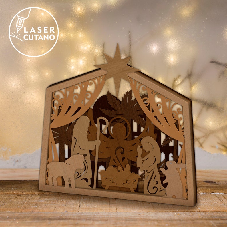 Nativity Scene Laser Cut File Christmas Decor and Laser Cut Nativity ...