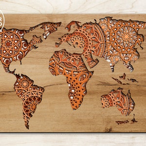 WORLD MAP Laser Files for Cutting Svg and Map Laser Engraving, Map ...
