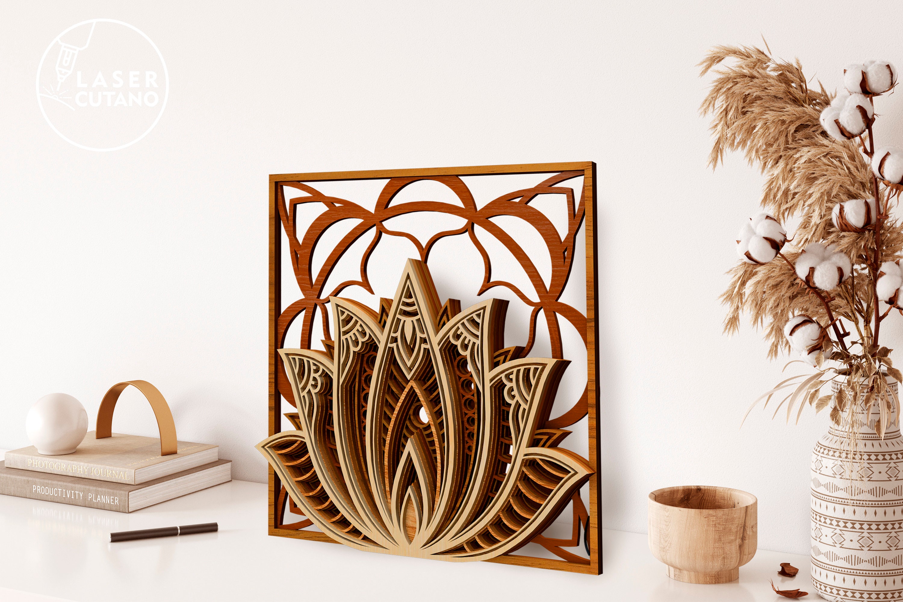 LOTUS Laser Cut File Svg Mandala Cut File Vector Art and - Etsy