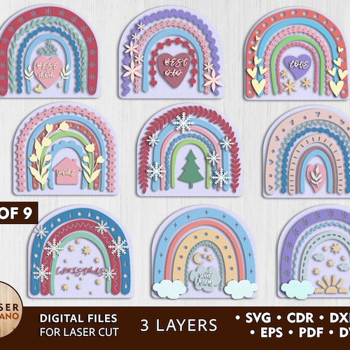SET of RAINBOWS Svg Files Laser Cut Dxf and Svg Cut File Svg - Etsy