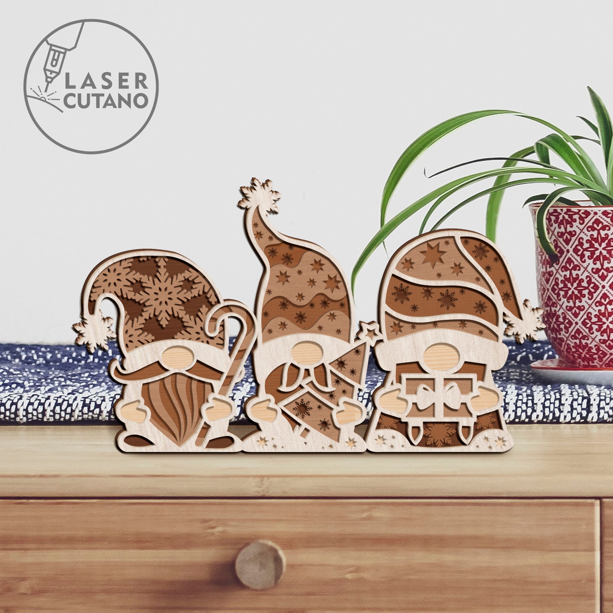 CHRISTMAS GNOMES Laser Cut Files Ornaments Dxf Files and Christmas ...