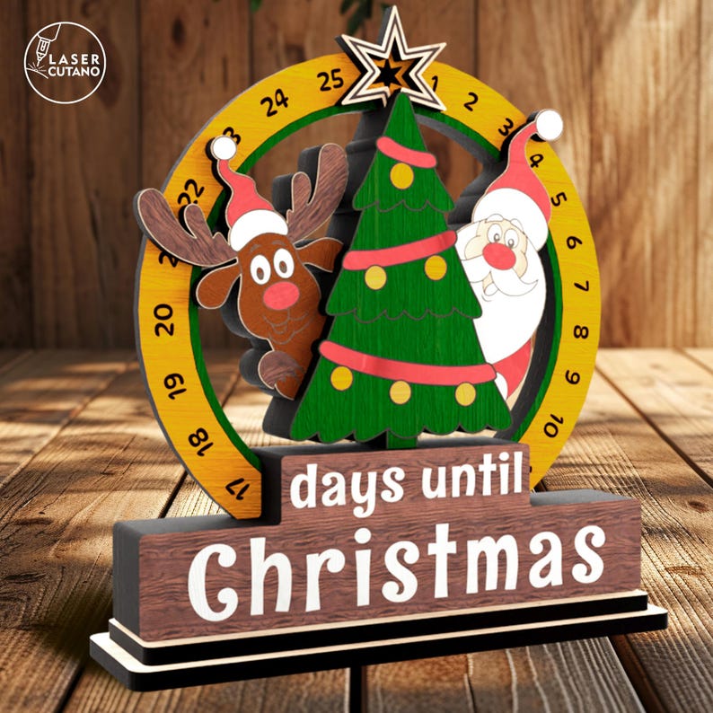 Days Until Christmas Laser Cut Files Calendar Svg Countdown for Xmas ...
