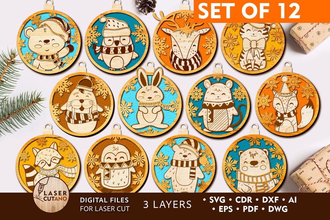 Svg CHRISTMAS ORNAMENTS Laser Cut Files Dxf and Cnc File, Laser ...