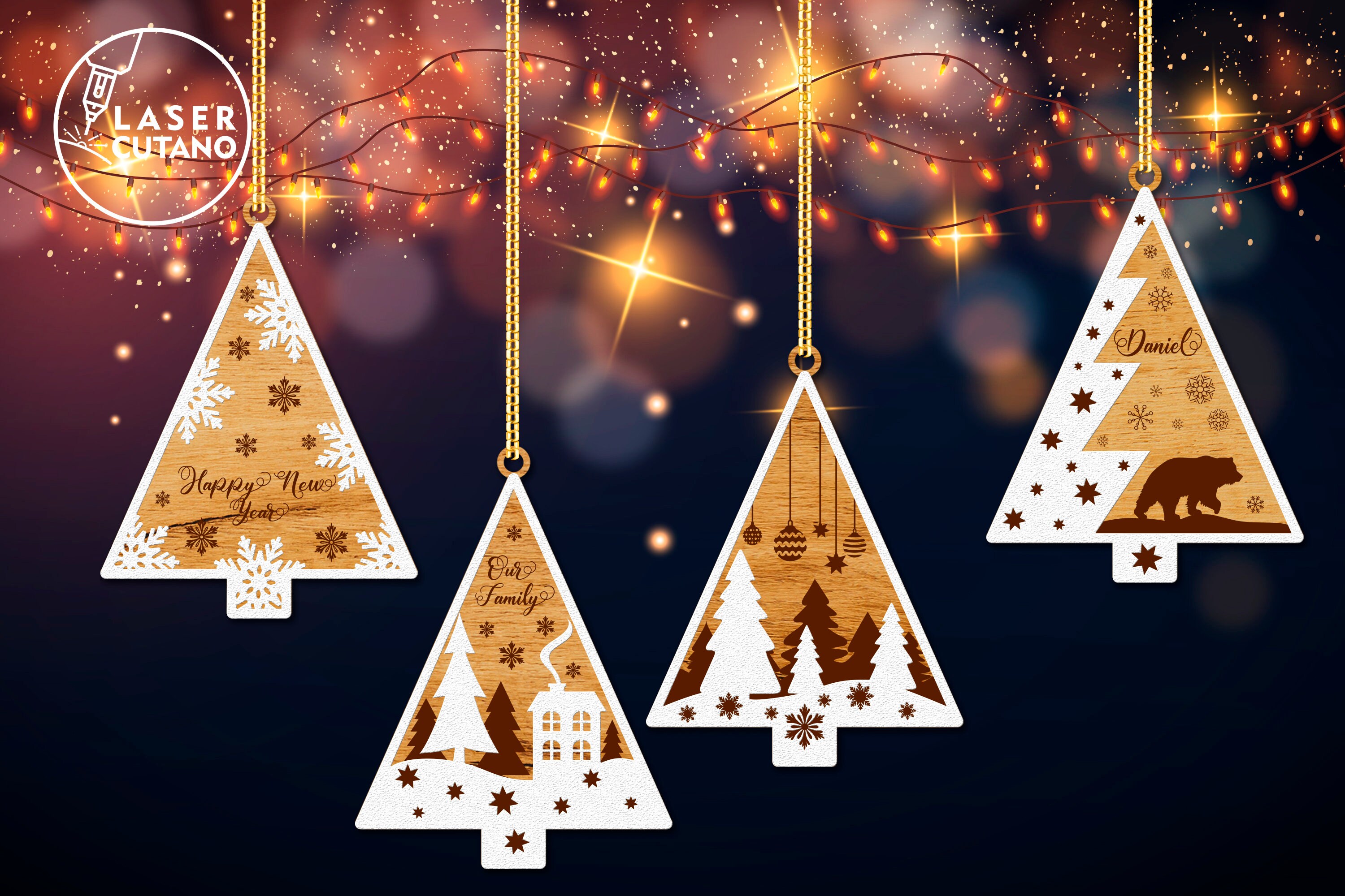 CHRISTMAS TREES Bundle Svg Laser Cut Files and Christmas - Etsy