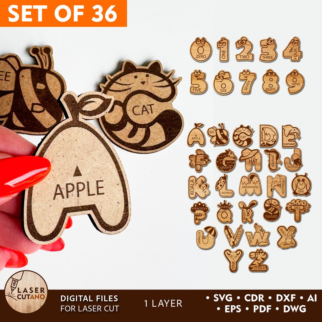 Laser Cut File ALPHABET Magnets Svg File and Laser Cut Alphabet Letters ...