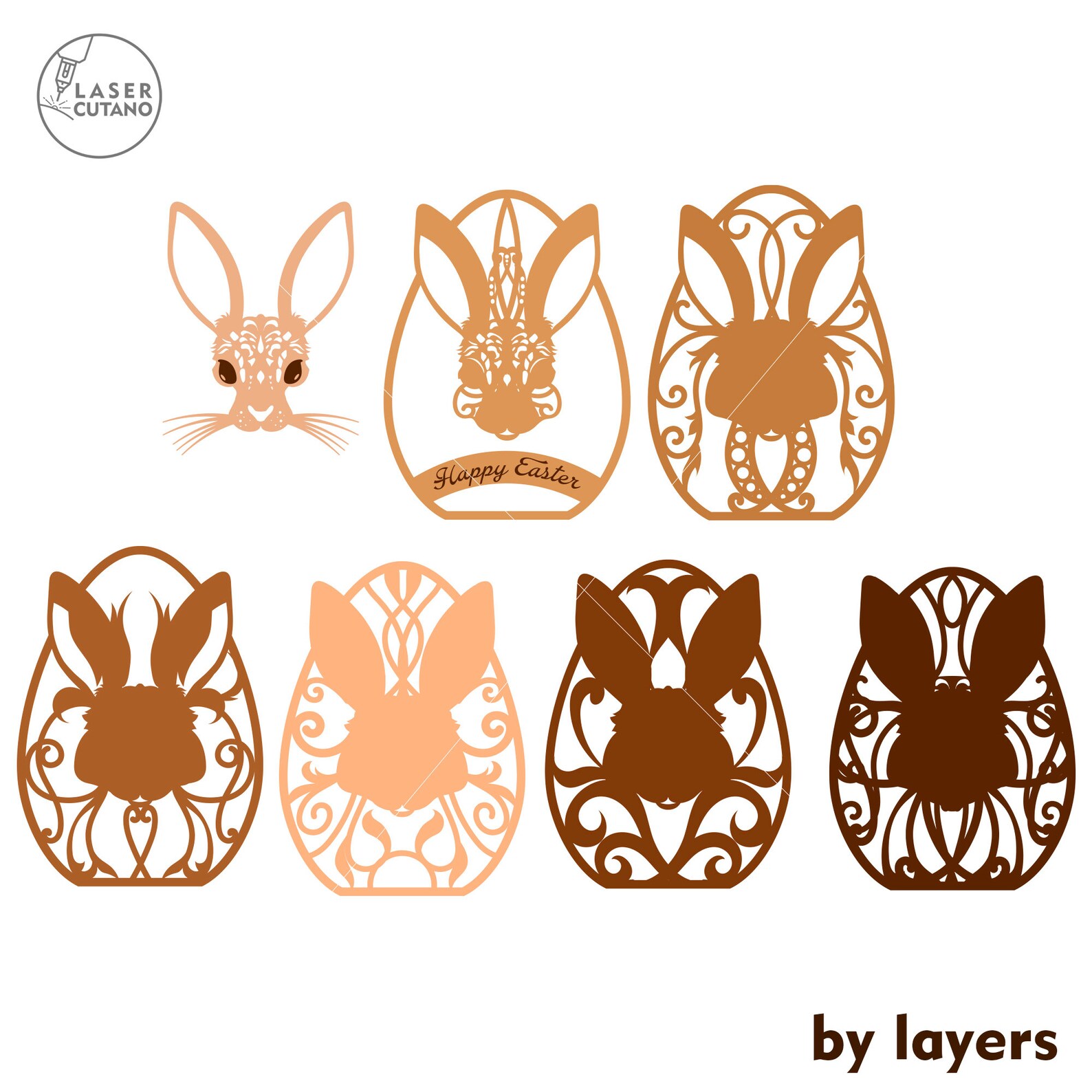 Set 5 EGG EASTER Laser Cut Files Dxf, Glowforge and Easter Svg, Laser ...