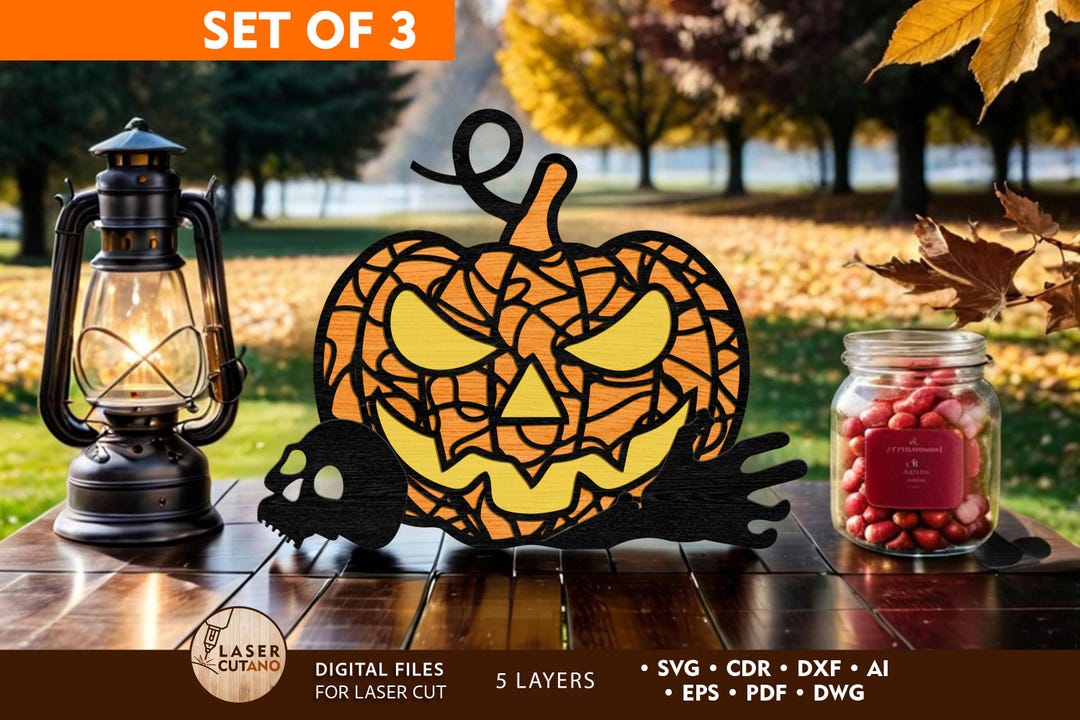 HALLOWEEN PUMPKIN Laser Cut File Layered Svg and Laser Cut Halloween ...