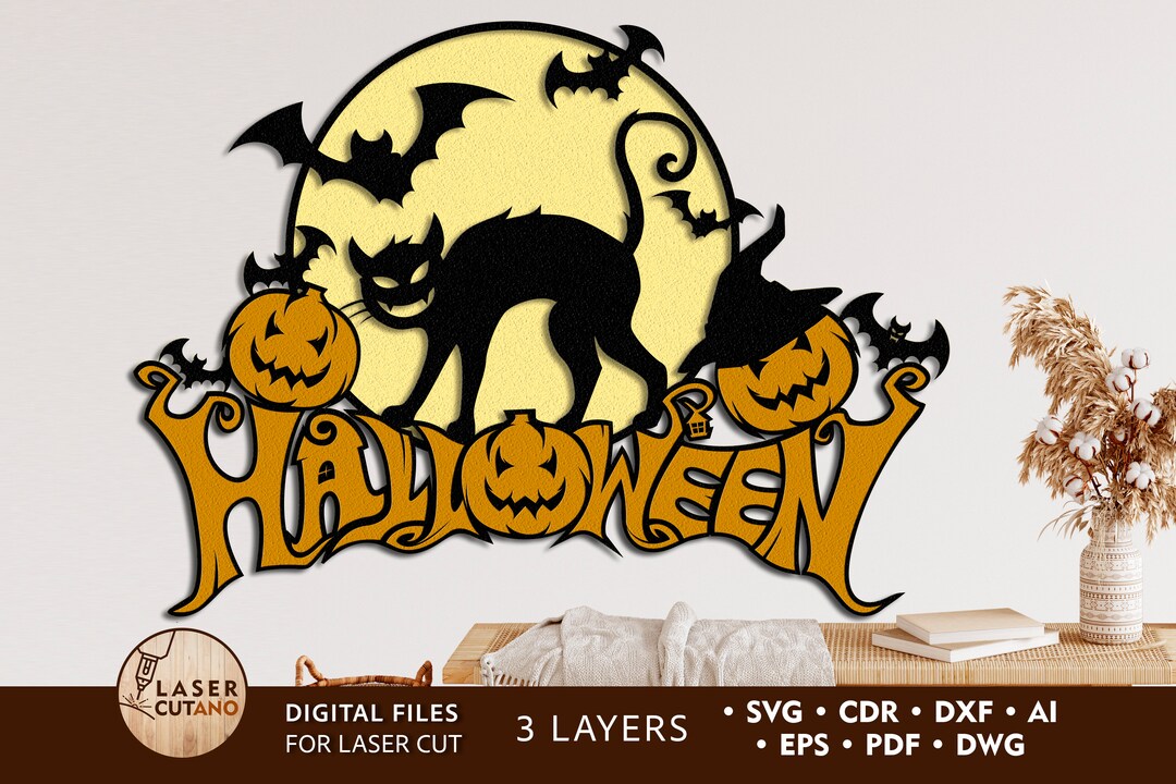 HALLOWEEN Svg Laser Cut File Cricut Halloween Dxf Glowforge Svg and ...