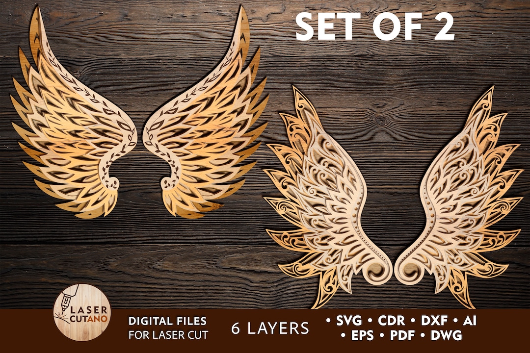 WINGS Svg Cut File Laser Cut File ANGEL Svg Template Cricut and ...