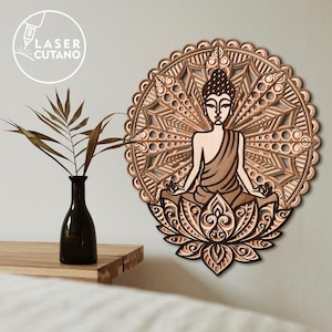 BUDDHA Laser Cut Mandala Layered Laser Cut File and Wooden Laser Cut ...