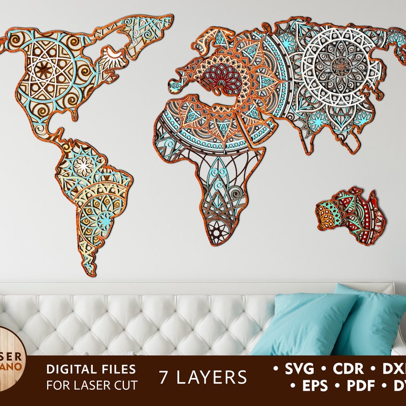 Mandala World Map - Etsy