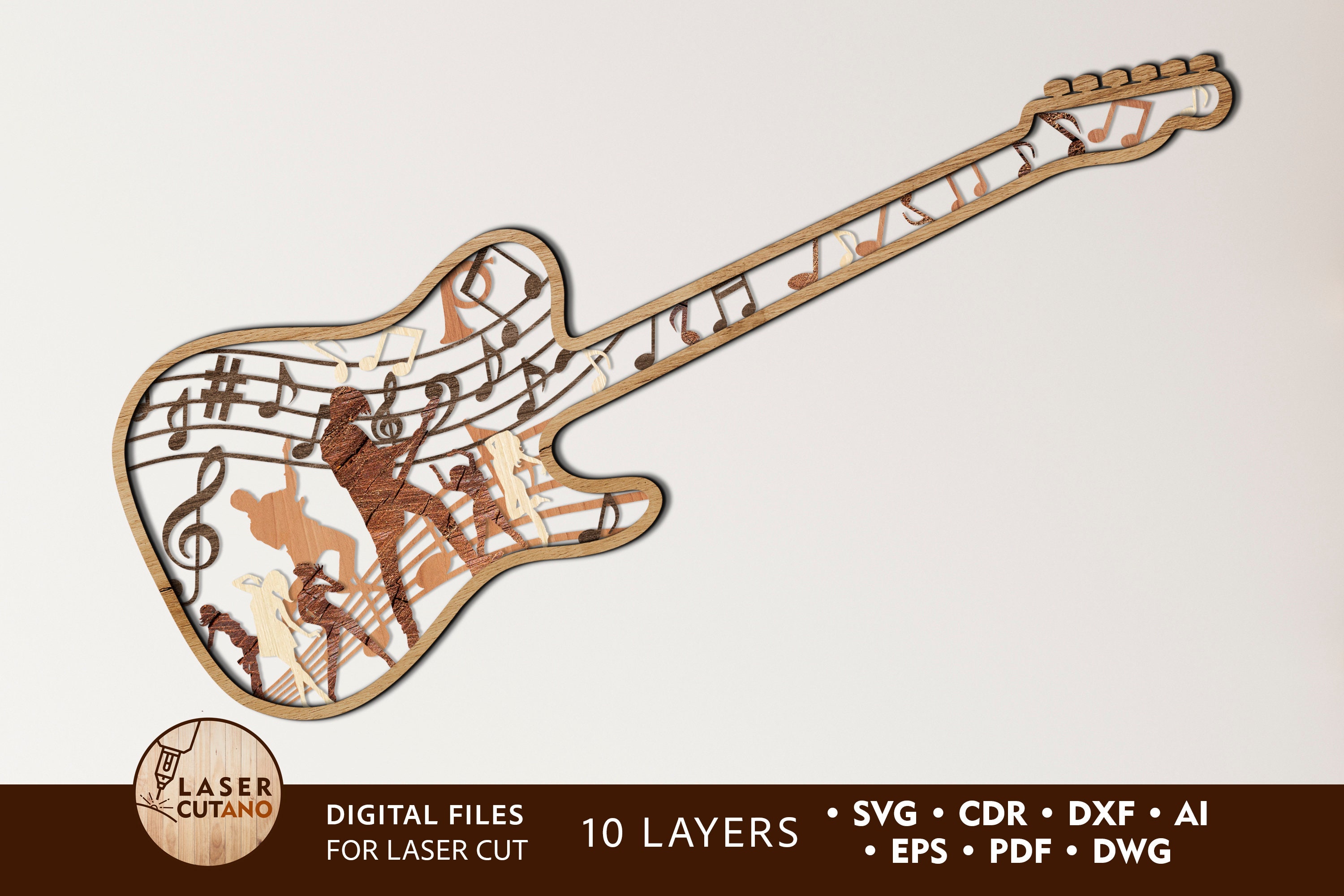 GUITAR Glowforge Laser Cut Files svg pdf eps png cricut | Etsy