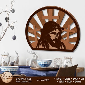 JESUS Laser File Svg Glowforge Template Vector File for Laser Cutting ...