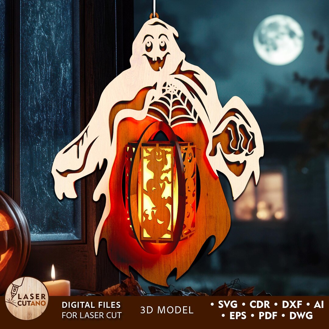 Ghost Lanten Laser Cut Files Halloween Svg Cut Files, 3D Layered Laser ...
