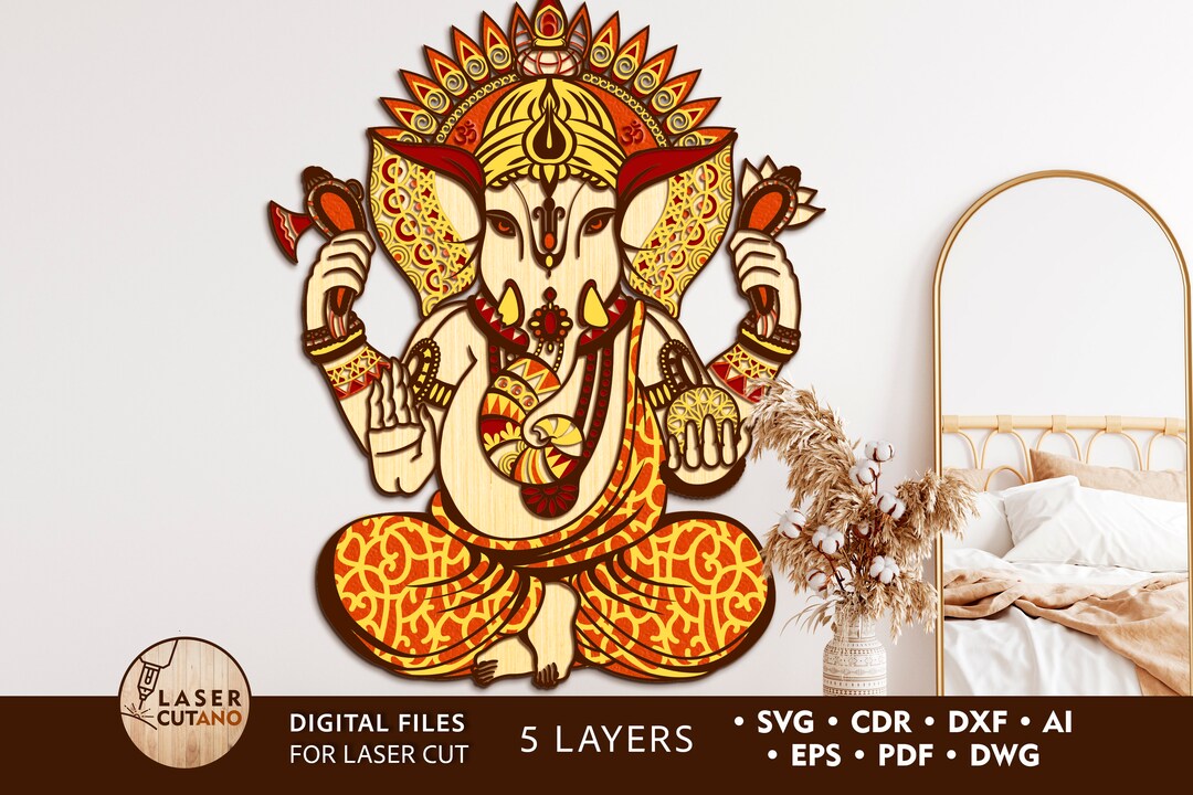 Laser Cut File Dxf Cdr Svg GANESHA Cnc Laser File and Hindu Ganesha ...