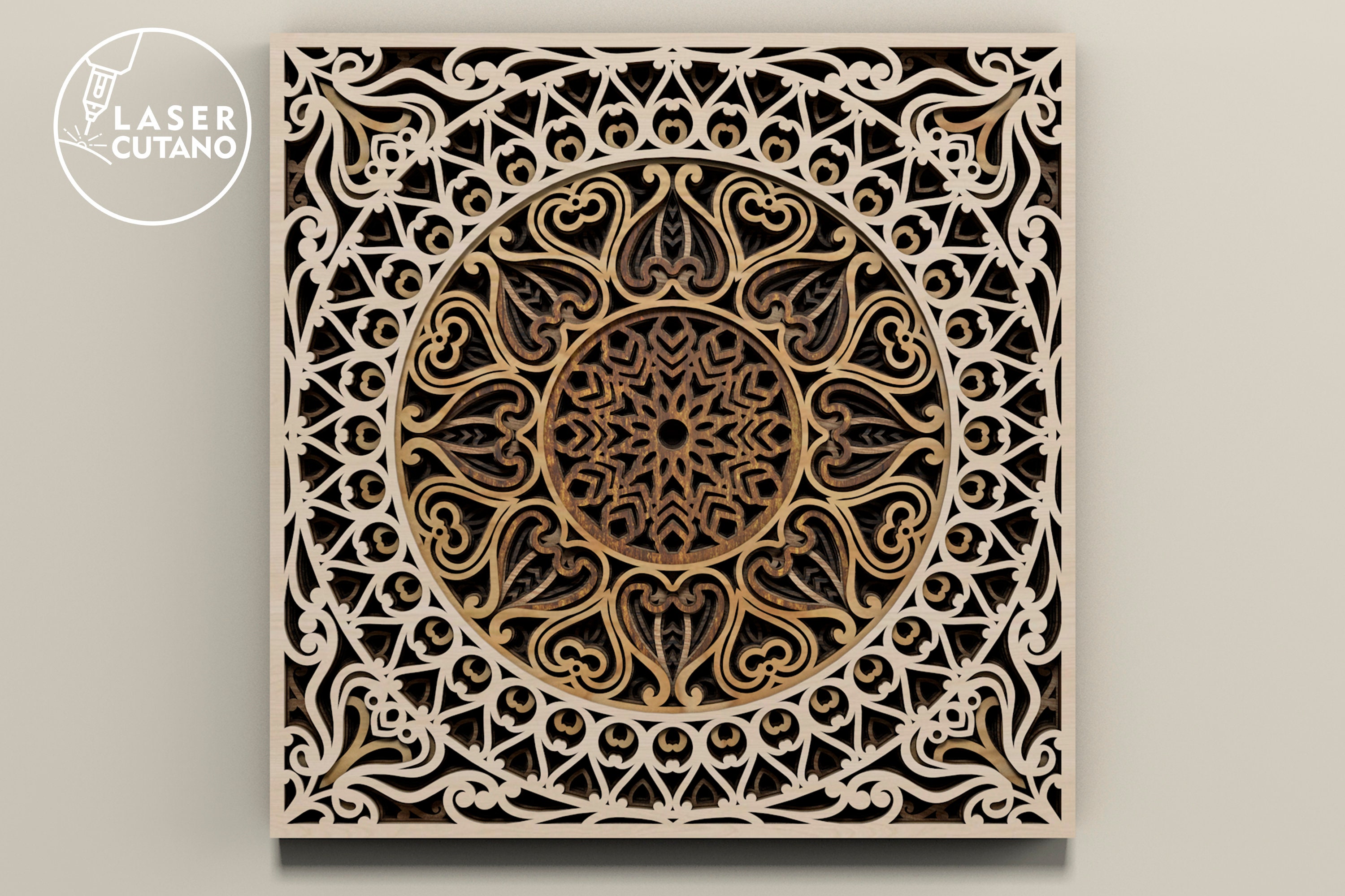 Multilayered Laser Cut File MANDALA Glowforge and Layered - Etsy