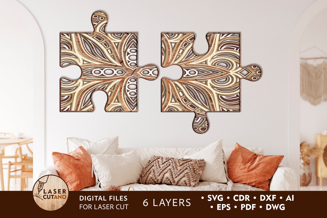 PUZZLE Layered Laser Cut Files Wall Art Svg and Wall Panel Laser Cut ...