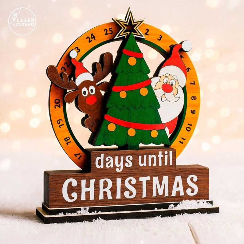 Days Until Christmas Laser Cut Files Calendar Svg Countdown for Xmas ...