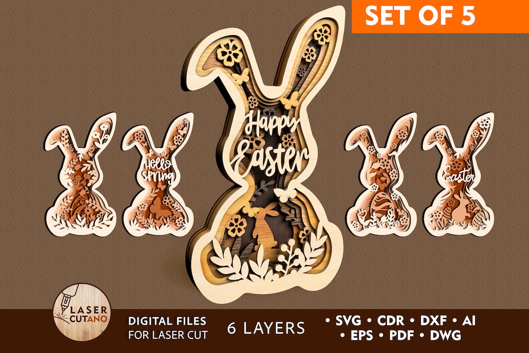 BUNNY EASTER Laser Cut Files Svg Cnc Files Easter Rabbit and Dxf Easter ...