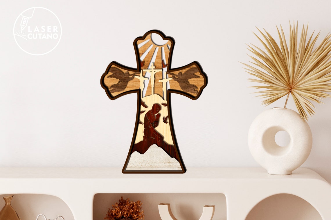 CROSS Laser Cut File Religious Layered Svg and Christian Jesus - Etsy
