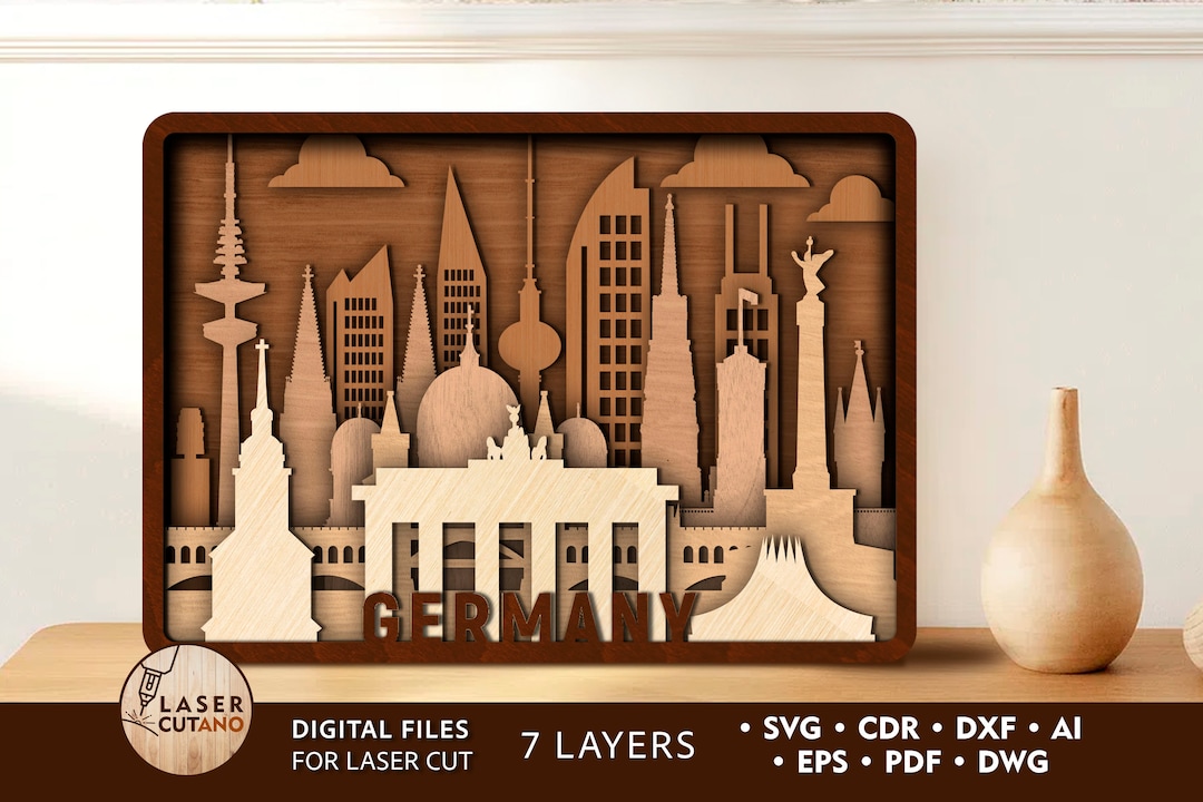 Germany Svg Laser Cut File Deutschland Svg Skyline Laser File & Skyline ...