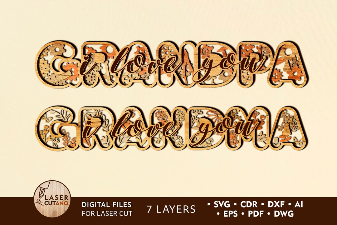 GRANDMA GRANDPA Laser Cut Files Svg Grandmother and Grandfather Gift ...