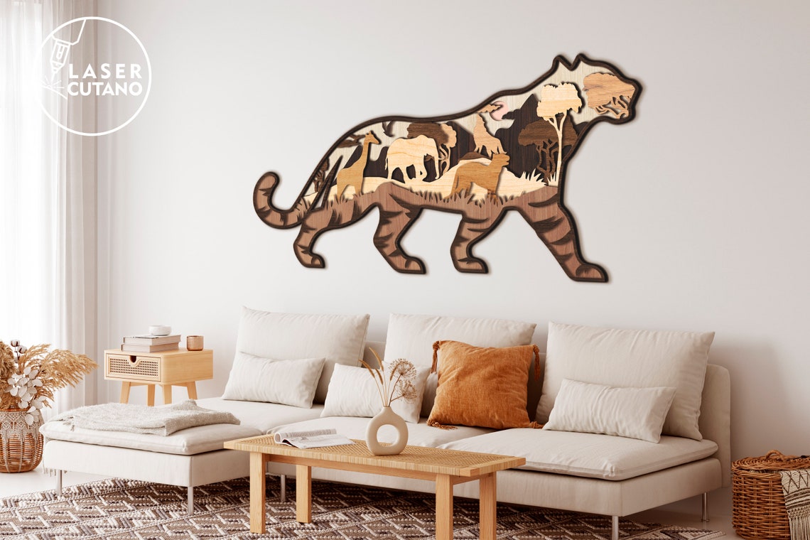 Laser Cut Wood Wall Art TIGER Svg File Cut Template Vector - Etsy