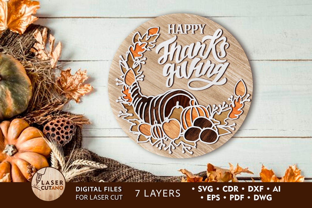 Thanksgiving Day Svg for Laser Cut Thankful Laser Cut File Glowforge ...