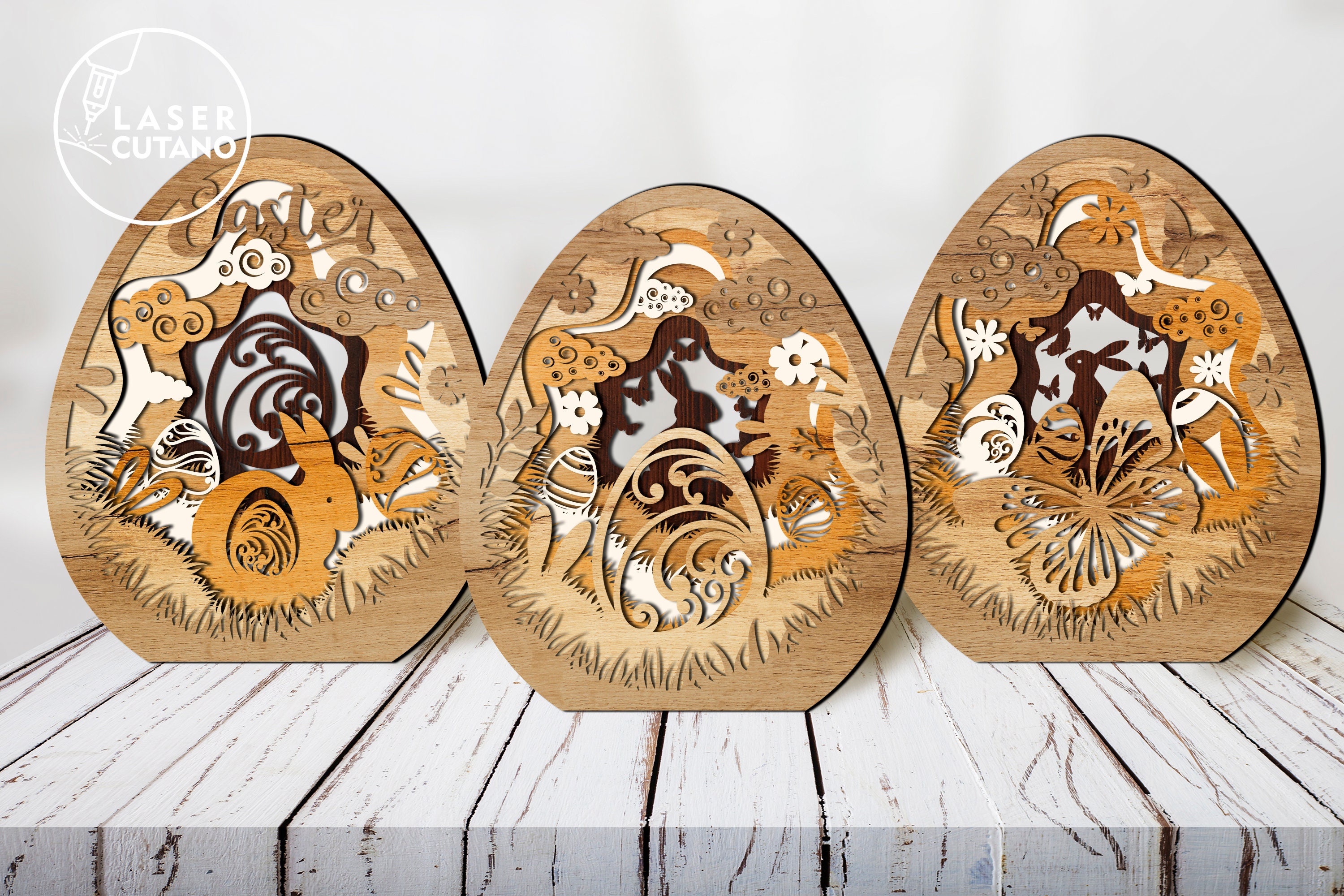 3 Eggs EASTER Laser Cut Files Dxf File for Cnc and Easter - Etsy UK