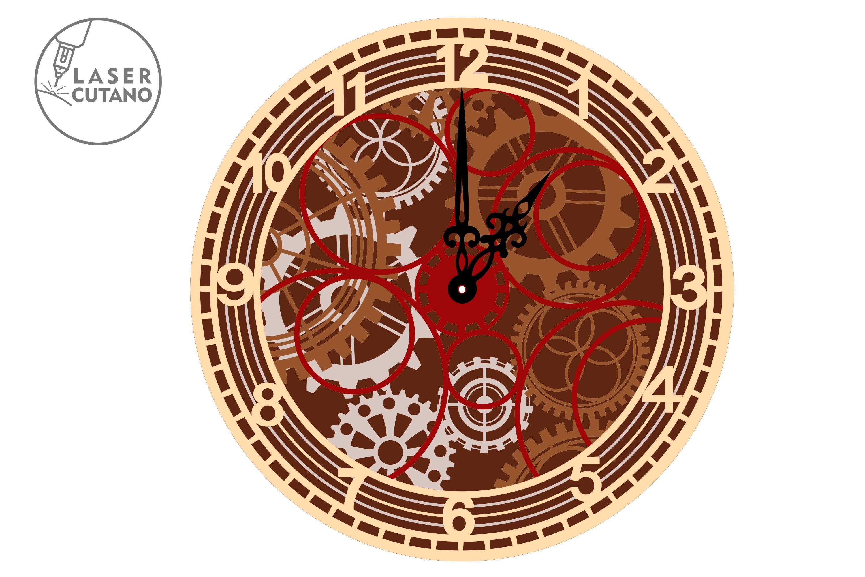 WATCH Laser Cut File Wood Cutting File and Laser Cut Wall Clock Vector ...