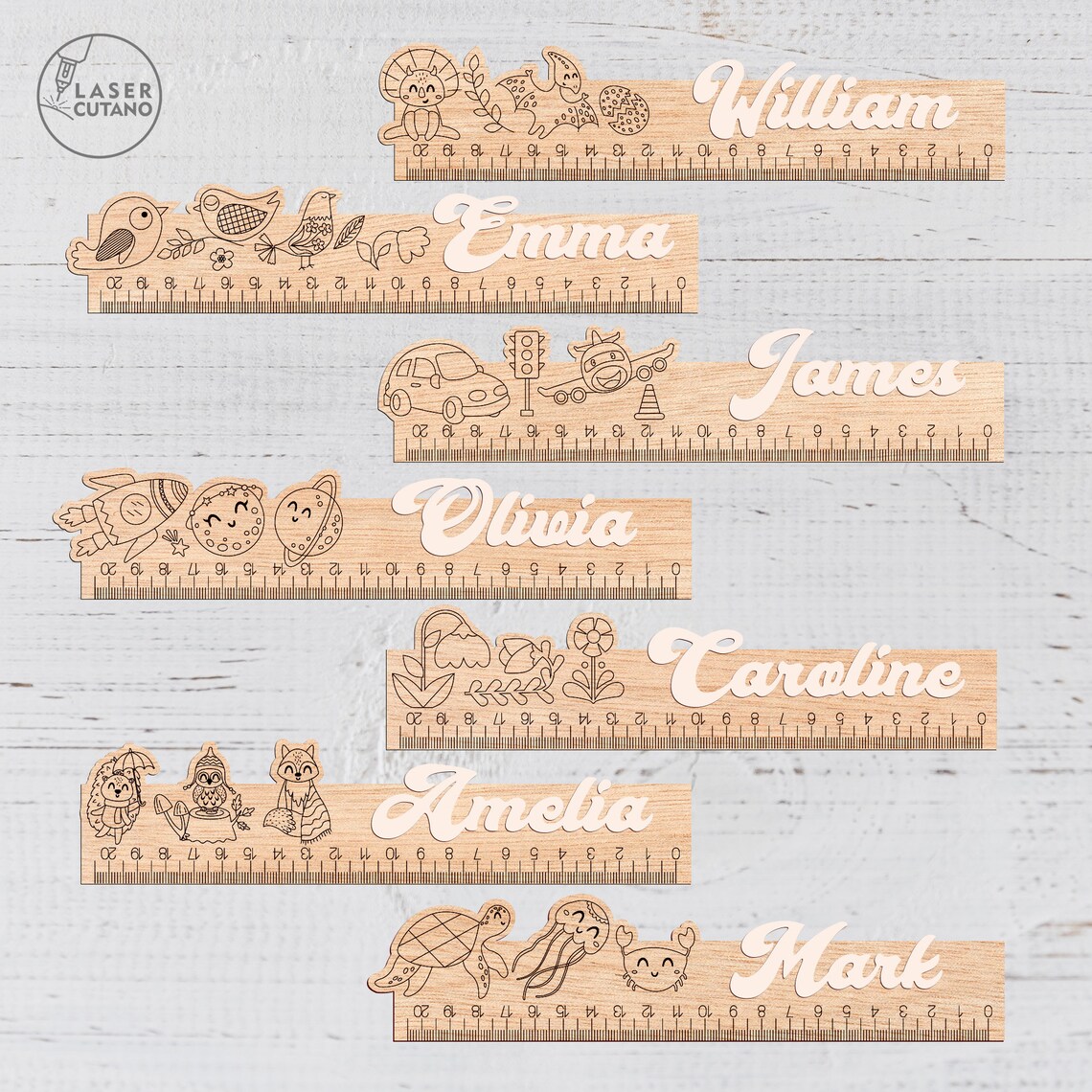 Custom Rulers Laser Files and Custom Ruler Laser Plans, Kids Ruler Dxf ...