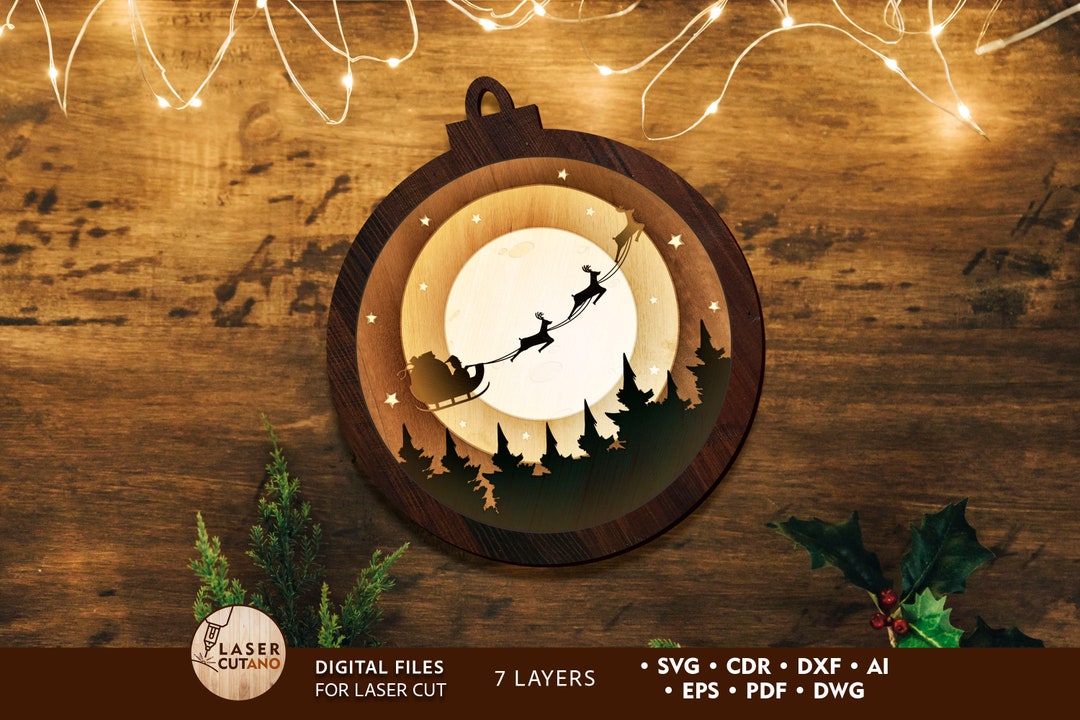 Christmas Shadow Box Laser Cut File Shadow Box Svg File and Christmas ...