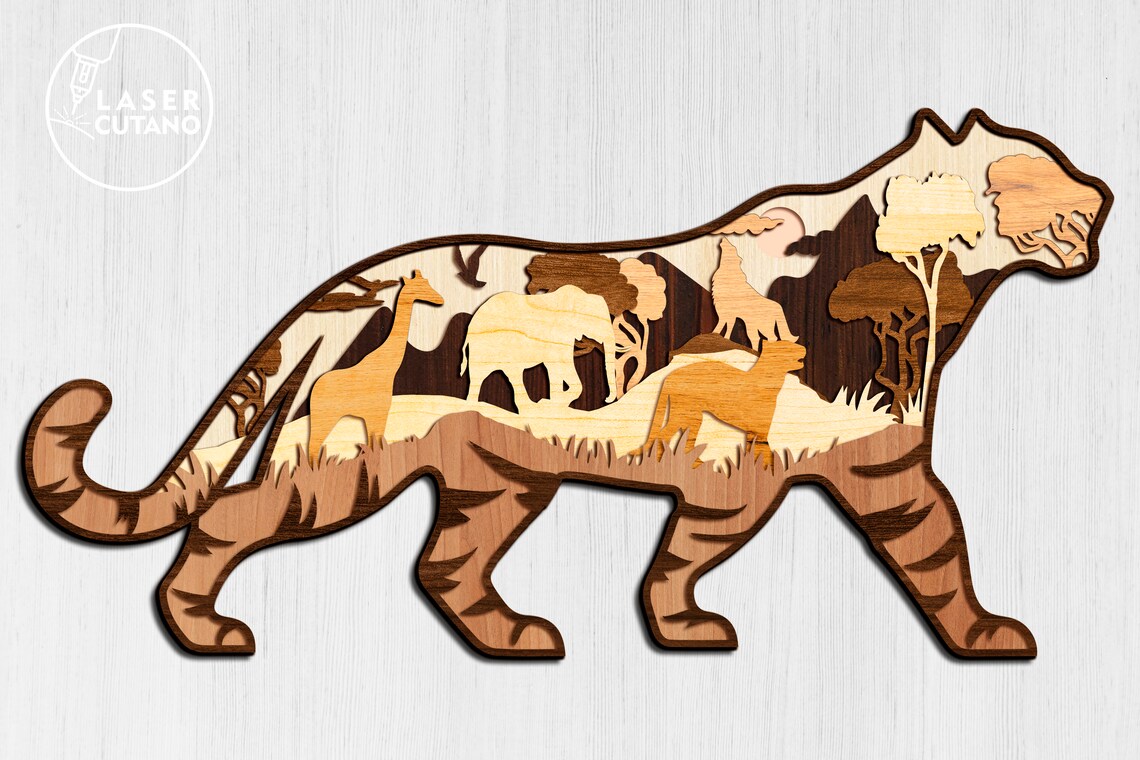 Laser Cut Wood Wall Art TIGER Svg File Cut Template Vector File & Laser ...