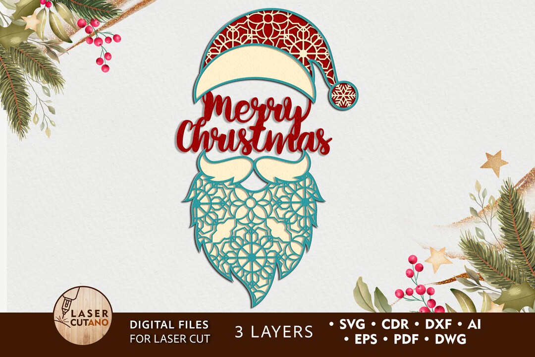 SANTA Laser Cut Christmas Svg Cricut Files Merry Christmas Svg ...