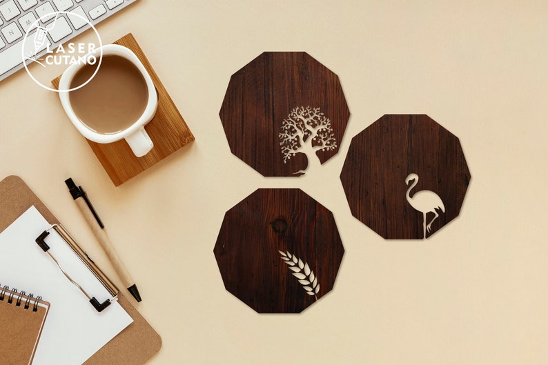 COASTERS Laser Cut Files Wood Svg Dxf and Laser Cut Cork - Etsy
