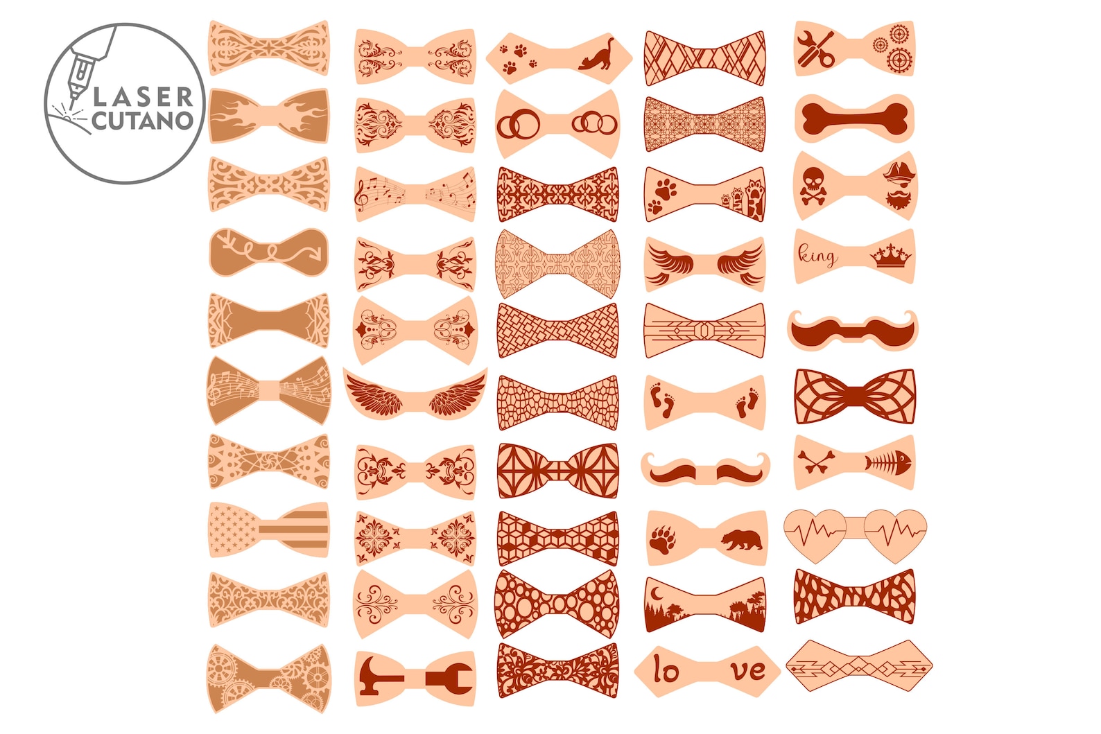 50 BOW TIES Patterns Laser Cut File Dxf Svg Laser Cutting, Bow Tie ...