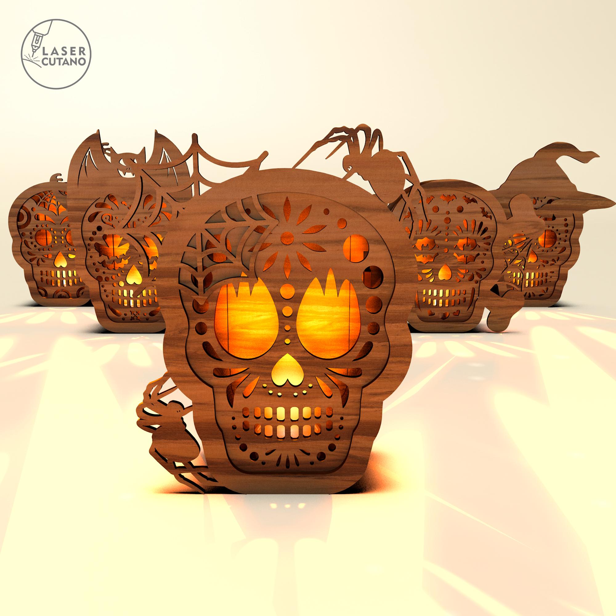 Halloween Skull Lantern Laser Cut Svg Cutting File Glowforge Halloween ...