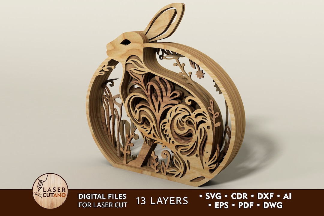 Rabbit EASTER Laser Cut Files Flowforge and Easter Rabbit Svg, Vector ...