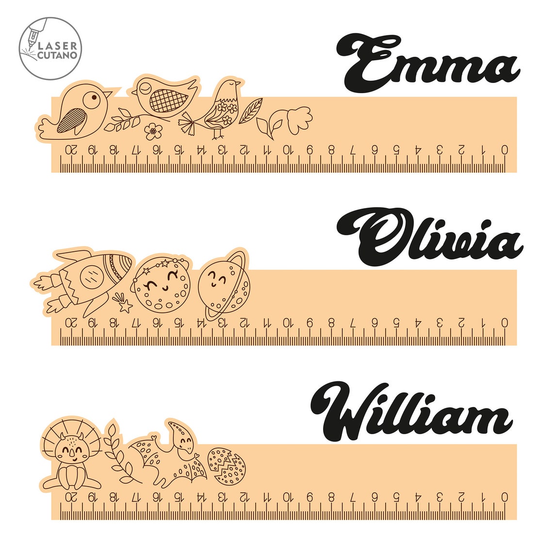 Custom Rulers Laser Files and Custom Ruler Laser Plans, Kids Ruler Dxf ...
